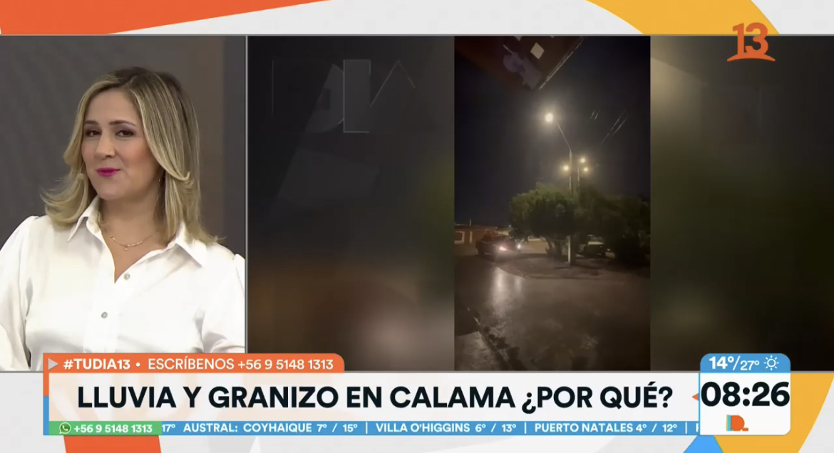 Lluvia y granizos sorprende a habitantes de Calama