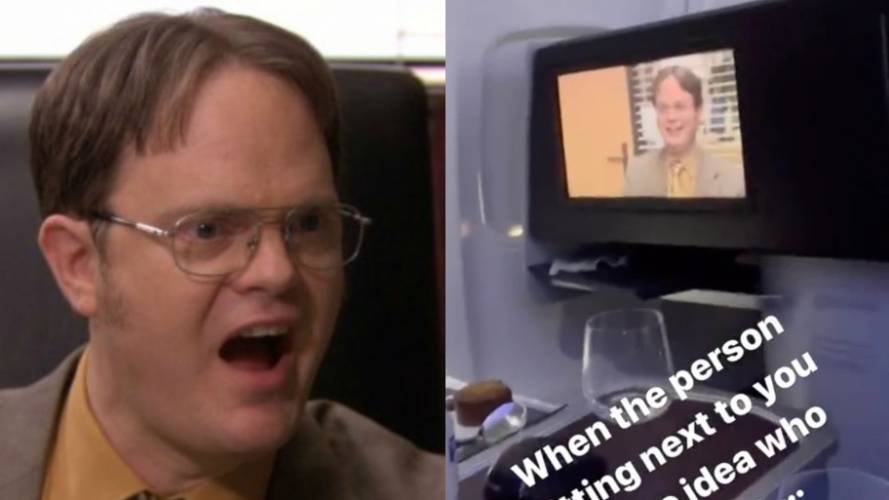 Pasajero veía ”The Office” en avión y a su lado iba ”Dwight Schrute”: Actor difundió momento