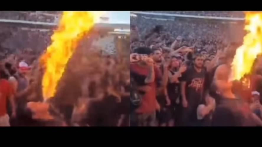 Captan a fans lanzando fuego por la boca en concierto de Pantera en Chile